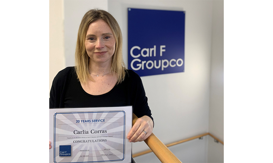 CARLIA CORRAS RECOGNISED WITH LONG SERVICE AWARD AT CARL F GROUPCO ...